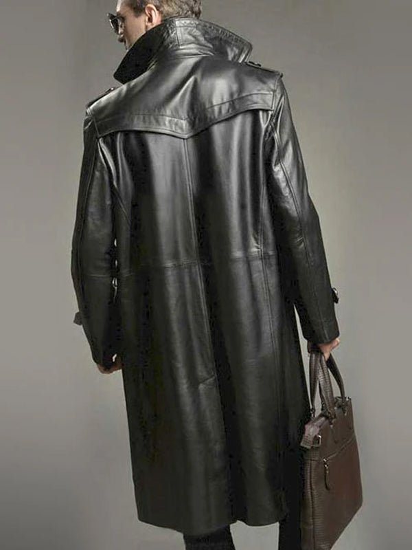 Men's Classic Black Leather Trench Coat – Jacket Creator